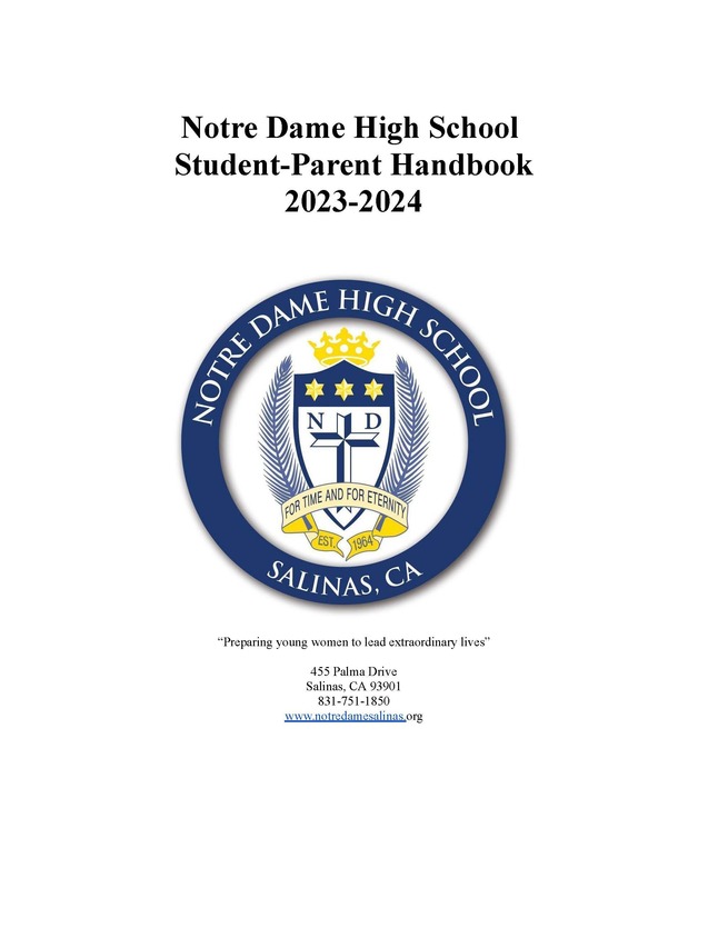Student-Parent Handbook - Notre Dame High School - Salinas, CA